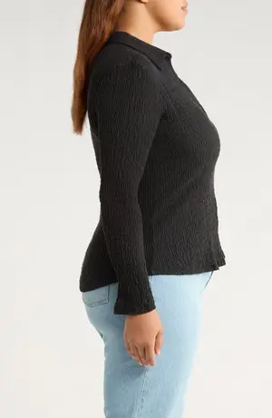 Sanctuary Textured Knit Long Sleeve Shirt