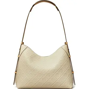 Tory Burch T Monogram Pebble Leather Messenger Bag