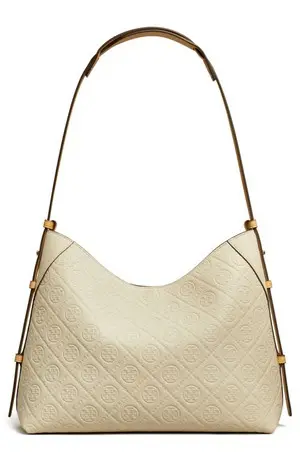 Tory Burch T Monogram Pebble Leather Messenger Bag