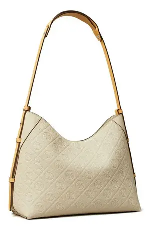 Tory Burch T Monogram Pebble Leather Messenger Bag