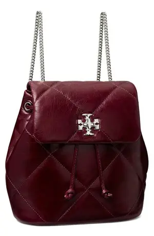 Tory Burch Kira Distressed Diamond Quilted Leather Backpack