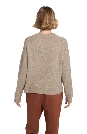 ELLE COLLECTION Pearl Trimmed Pullover Sweater - Latte