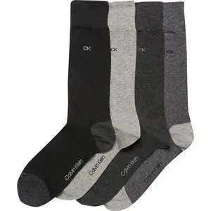 Calvin Klein Cotton-blend Crew Socks Pack Of 4 - Black Assorted