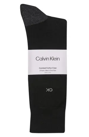 Calvin Klein Cotton-blend Crew Socks Pack Of 4 - Black Assorted