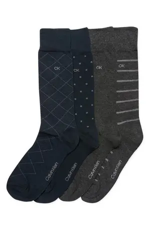 Calvin Klein Assorted Cotton Blend Crew Socks Pack Of 4 - Navy