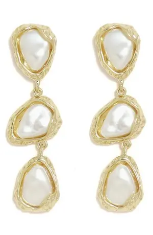 PETIT MOMENTS Heights Faux Pearl Drop Earrings - Gold