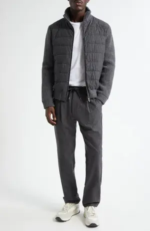 Herno Mixed Media Quilted Wool-blend Jacket
