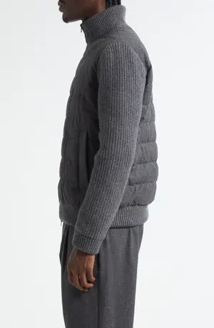 Herno Mixed Media Quilted Wool-blend Jacket