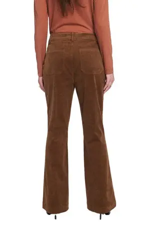 ELLE COLLECTION Wide Leg Corduroy Pants - Chocolate