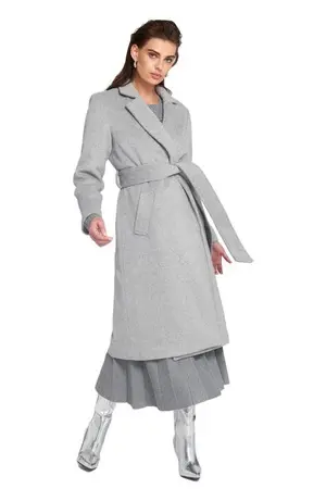 ELLE COLLECTION Belted Melton Wrap Coat