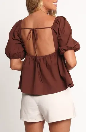 PETAL & PUP Jemima Puff Sleeve Smocked Babydoll Top