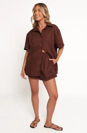 PETAL & PUP Eyelet Trim Cotton Button-up Shirt