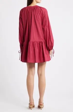 PETAL & PUP Hart Long Sleeve Mini Dress - Wine