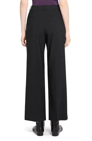 Theory Stretch Wool Wide-leg Pants - Black - 001