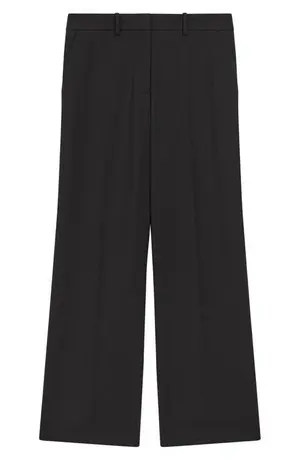 Theory Stretch Wool Wide-leg Pants - Black - 001
