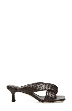Bottega Veneta Riva Square Toe Kitten Heel Intrecciato Sandal