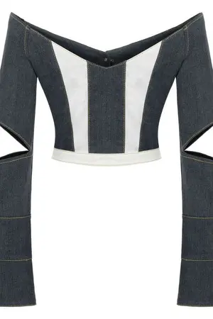 JENDUE Monte Off-shoulder Denim Top