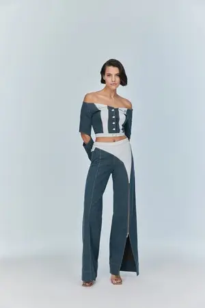 JENDUE Monte Off-shoulder Denim Top