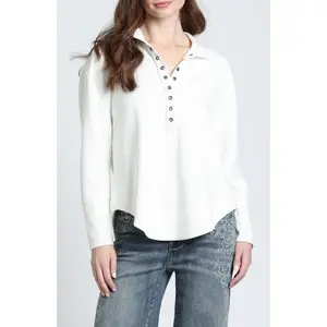 APNY Grommet Henley Long Sleeve Top