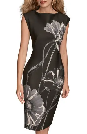 Donna Karan New York Floral Print Scuba Knit Sheath Dress