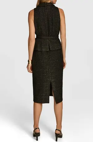 Donna Karan New York Tweed Top And Midi Skirt Set - Black