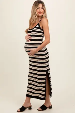 PINKBLUSH Patterned Sleeveless Maxi Dress - Beige
