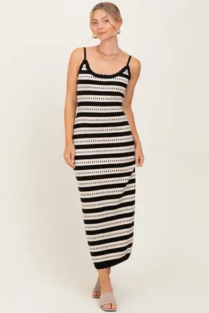 PINKBLUSH Patterned Sleeveless Maxi Dress - Beige