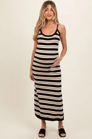 PINKBLUSH Patterned Sleeveless Maxi Dress - Beige