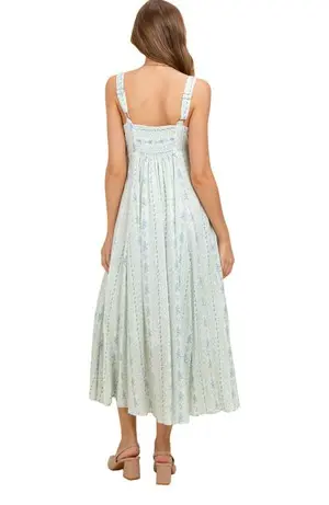 PINKBLUSH Cotton Floral Square Neck Sleeveless Maxi Dress