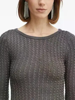 Guess Cable-knit Sweater With Metallic Threading