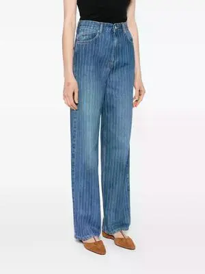 Sandro Striped High-rise Jeans