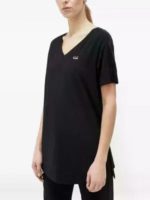 EA7 Sequin-embellished V-neck T-shirt - Black