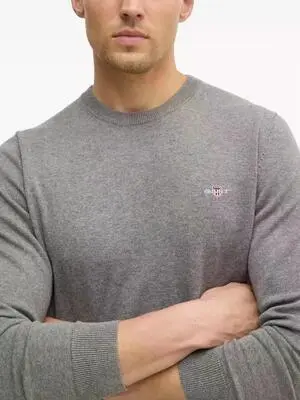 Gant Logo-embroidered Crew-neck Sweater - Grey