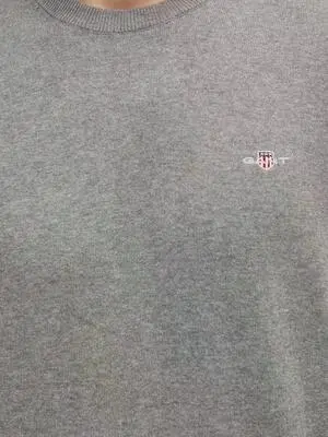 Gant Logo-embroidered Crew-neck Sweater - Grey