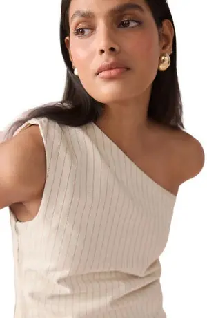 NEXT Stripe One-shoulder Denim Top