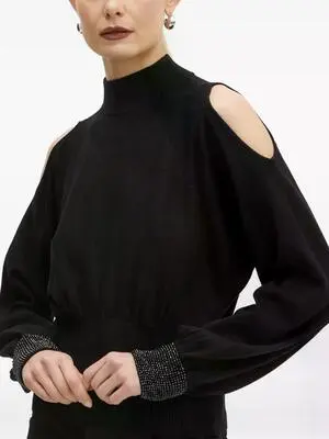 Guess High-neck Cold-shoulder Sweater - Black