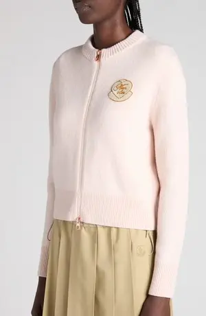 Moncler Heart Patch Virgin Wool & Cashmere Cardigan