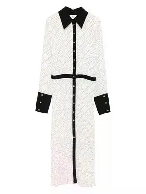 Elisabetta Franchi Geometric-print Button-front Maxi Dress - White