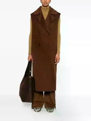 Patrizia Pepe Double-breasted Sleeveless Coat - Brown