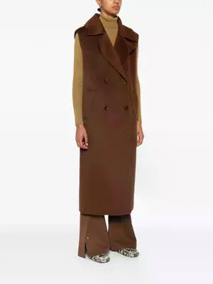 Patrizia Pepe Double-breasted Sleeveless Coat - Brown