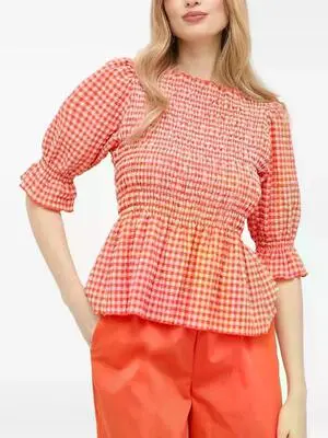 NOTES DU NORD Gingham Smocked Top