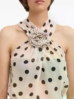 SANDRO FERRONE Polka-dot Halter Neck Blouse