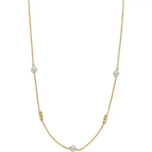Argento Vivo Station Ball & Faux Pearl Necklace - Gold
