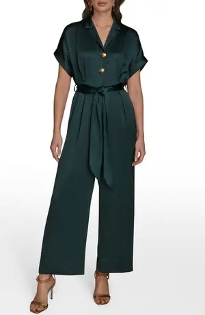 Donna Karan New York Tie Waist Satin Jumpsuit - Hudson