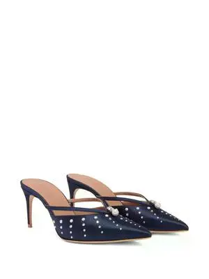 MALONE SOULIERS 70mm Pearl-embellished Satin Mules