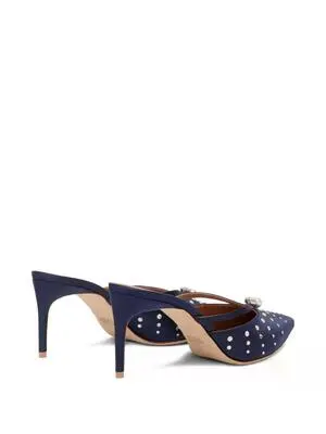 MALONE SOULIERS 70mm Pearl-embellished Satin Mules