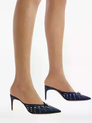 MALONE SOULIERS 70mm Pearl-embellished Satin Mules