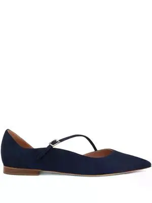 MALONE SOULIERS Bettina Buckle-strap Suede Flats - Blue