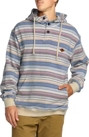 BILLABONG Rancho Stripe Hooded Pullover - Brown/blue Multi