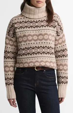 Barbour Fair Isle Wool-blend Turtleneck Tunic Sweater - Birch Multi